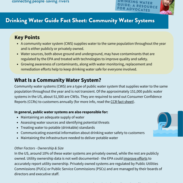 Drinking Water Guide Fact Sheets – River Network